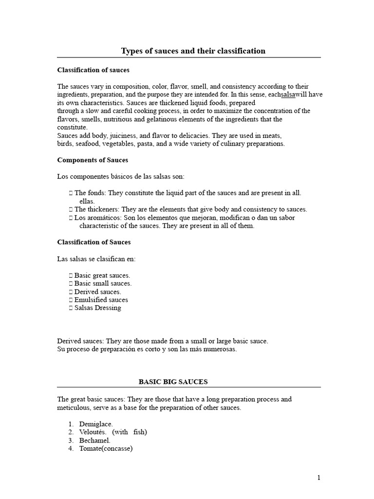 Types of sauces and their classification | PDF | Sauce | Mayonnaise