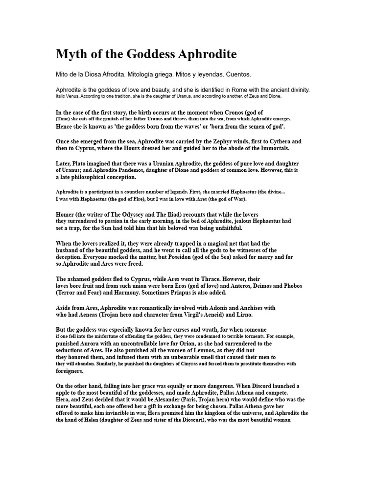 Aphrodite: Myths and Legends Explained | PDF | Aphrodite | Greek Deities