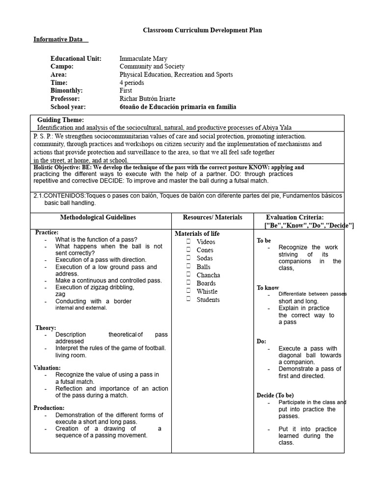 Class Plan For Passes | PDF | Learning