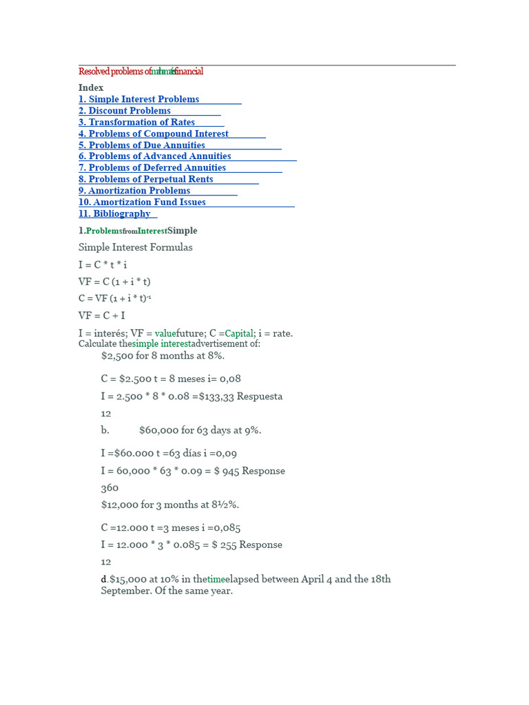 Solved Problems of Financial Mathematics | PDF | Present Value | Interest