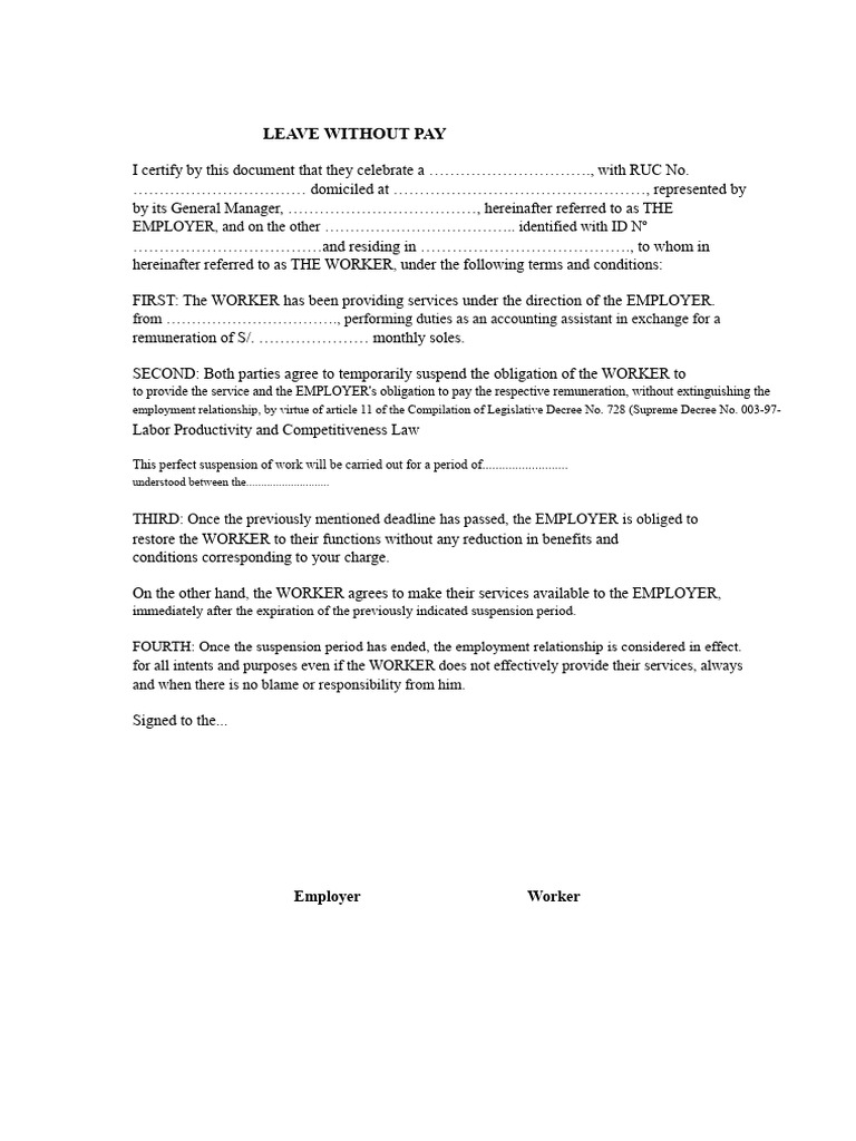 Leave of Absence Without Pay | PDF