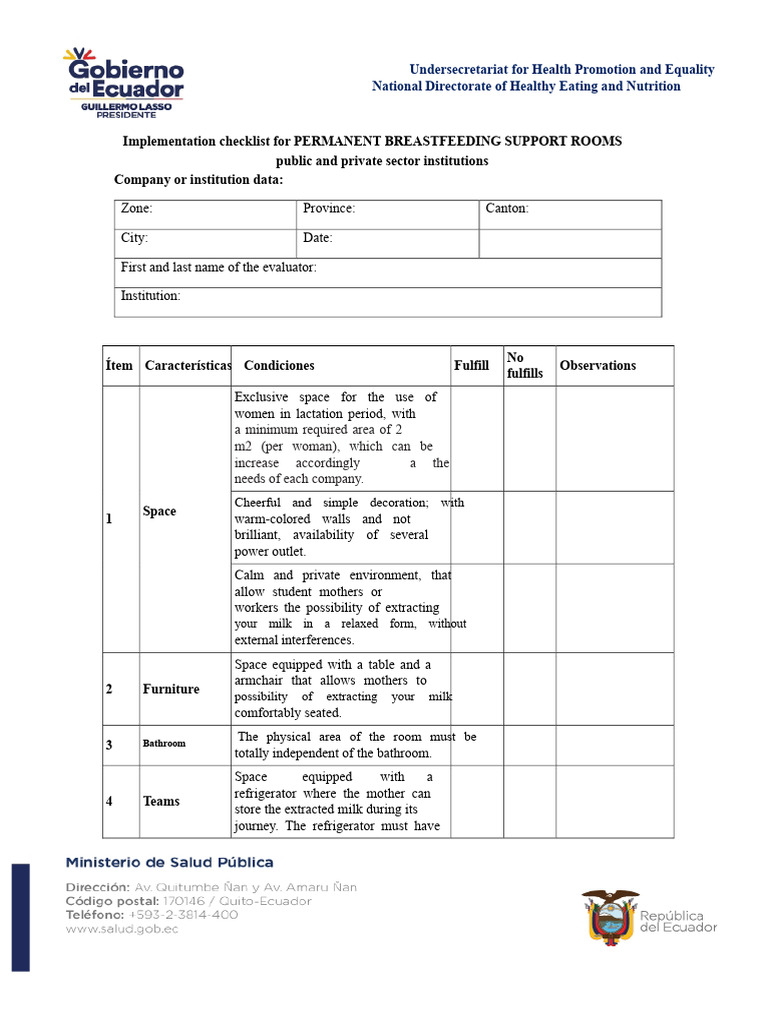 Checklist For The Implementation of PERMANENT SALM in Public and ...