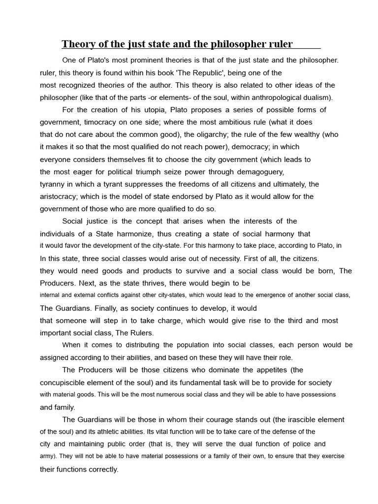 Plato's Just State and Philosopher Ruler | PDF | Liberal Arts Education