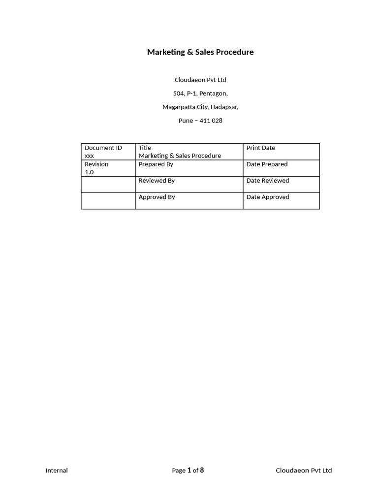 Marketing Sales Procedure Doucment - Ver 1.0 | PDF | Search Engine ...