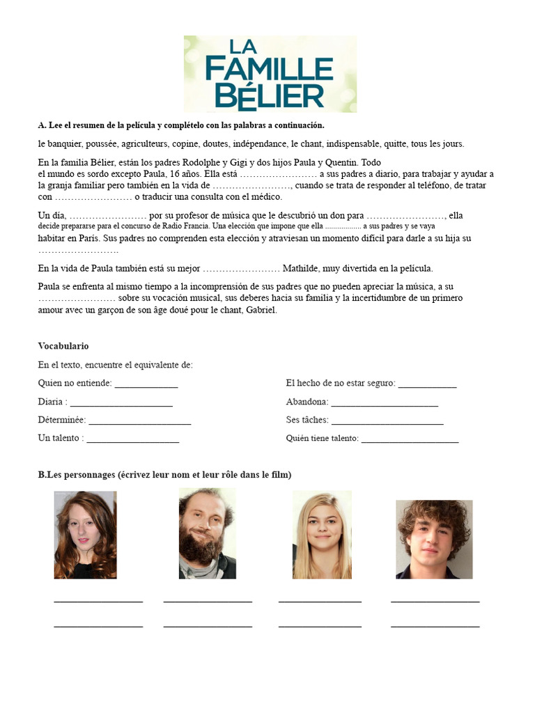 Ficha La familia Bélier | PDF