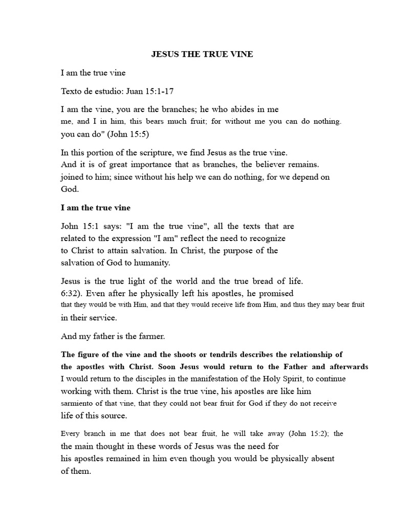 Jesus: The True Vine Explained | PDF | Jesus | Gospel Of John