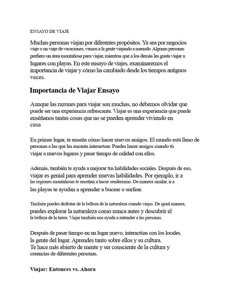 ENSAYO DE VIAJES | PDF