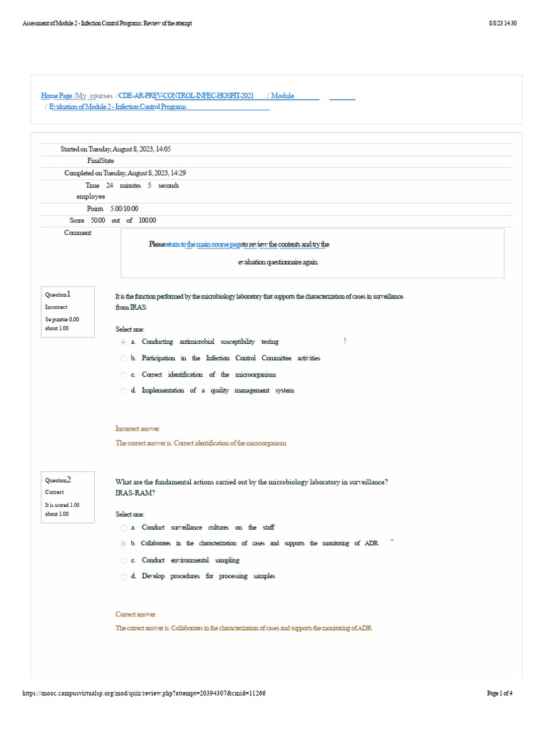 Evaluation of Module 2 - Infection Control Programs: Attempt Review ...