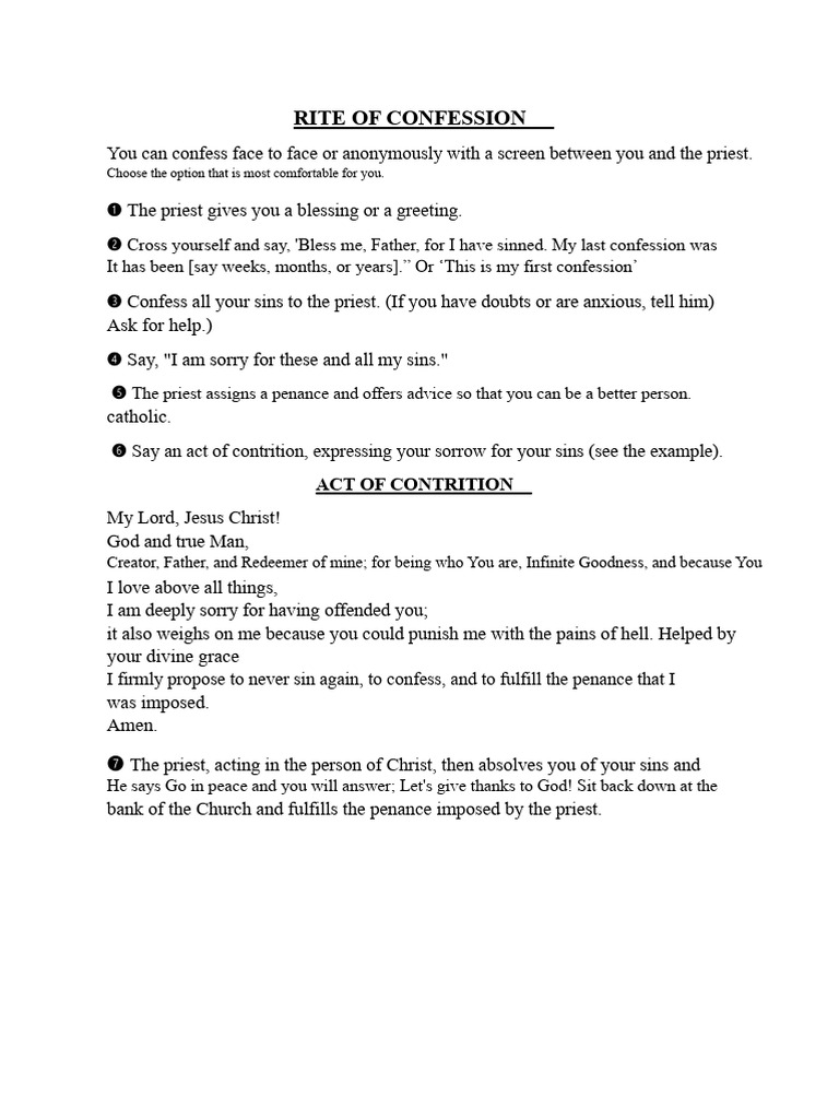 Guide to the Catholic Confession Process | PDF