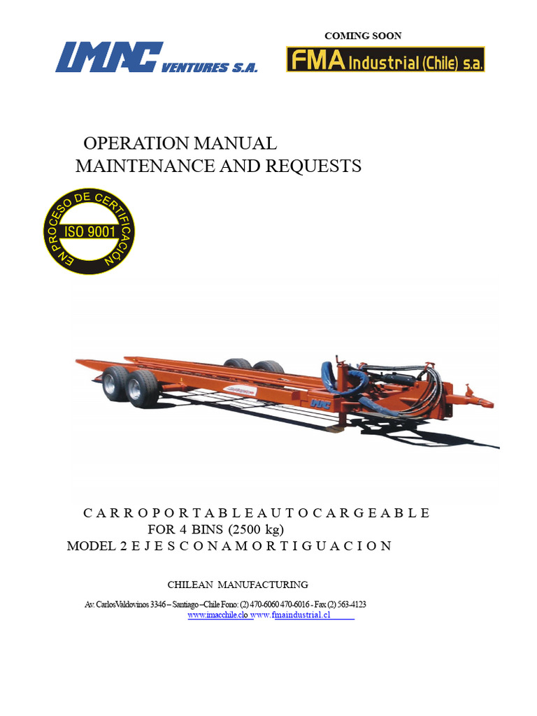Manual Cart For Bins 2 Axles | PDF | Tractor | Truck