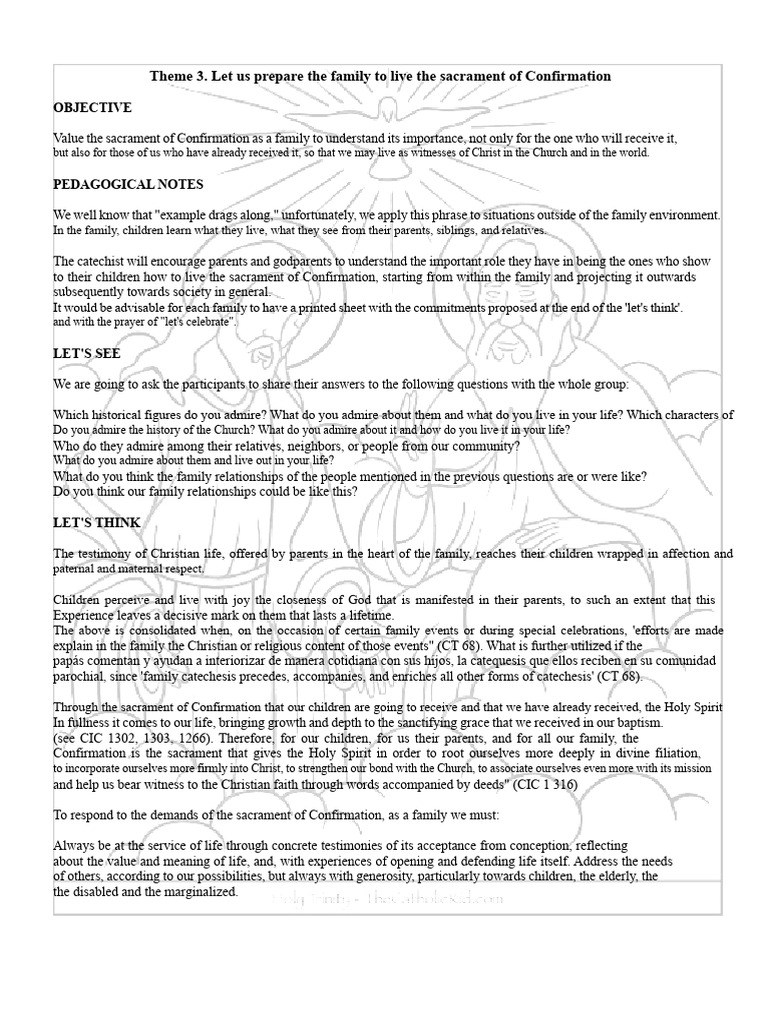 Theme 3 CONFIRMATION RETREAT FOR PARENTS AND GODPARENTS | PDF | Confirmation | Sacraments