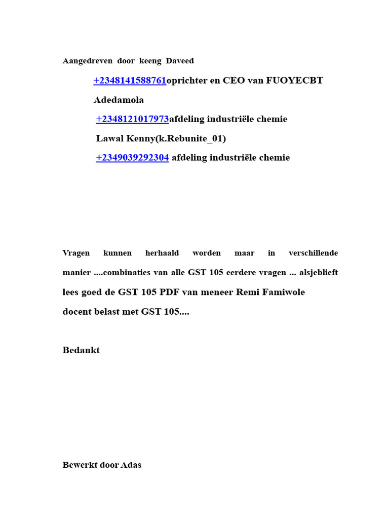 GST 105 Vragen en Antwoorden | PDF