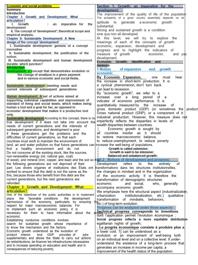 Summary 2019 - 2020 Economic and Social Issues | PDF | Gross Domestic ...