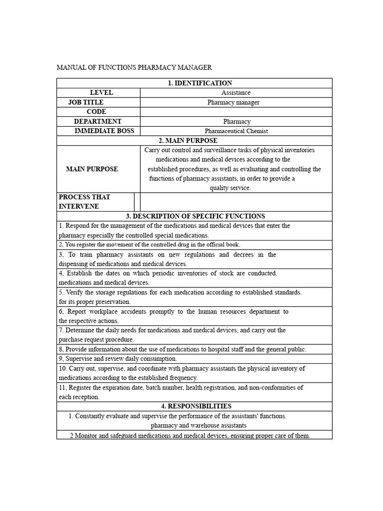 Pharmacy Manager Functions Manual | PDF | Pharmacy | Medical Device