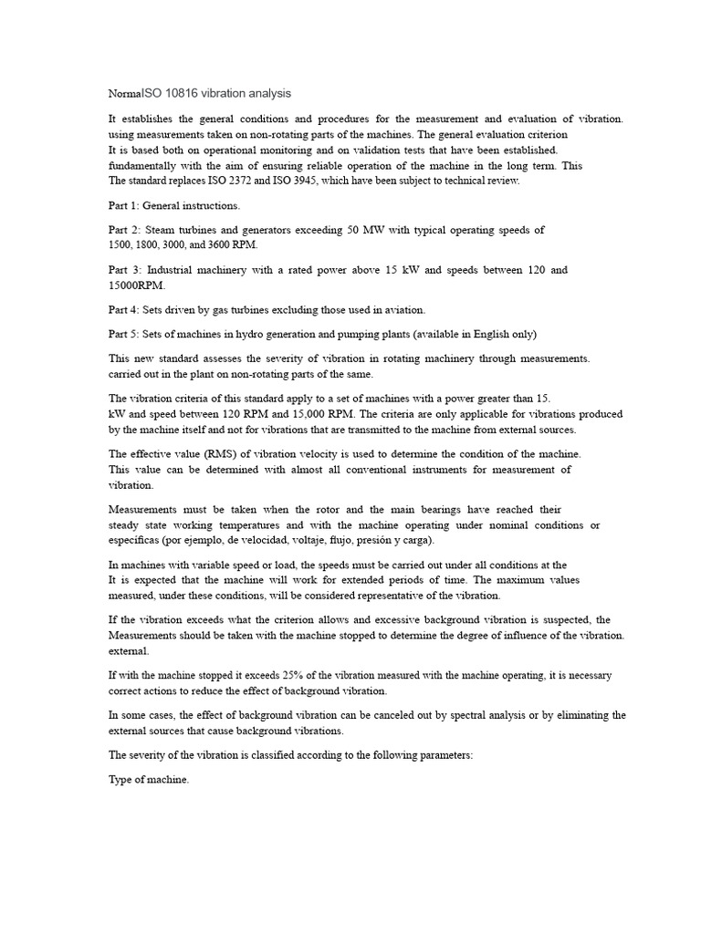ISO 10816 Standard Vibration Analysis | PDF | Machines | Turbine