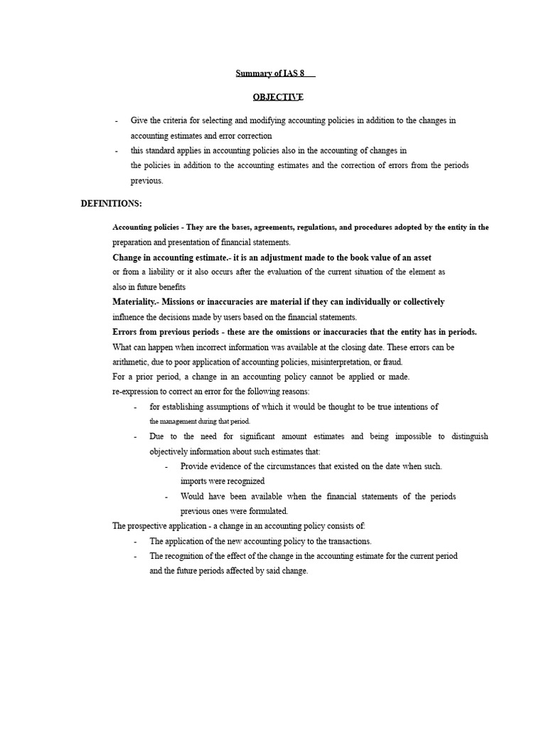 IAS 8: Accounting Policies and Changes | PDF | Accounting ...