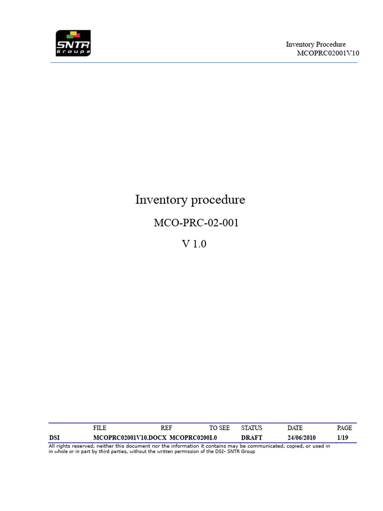 Inventory Procedure - Final | PDF | Inventory