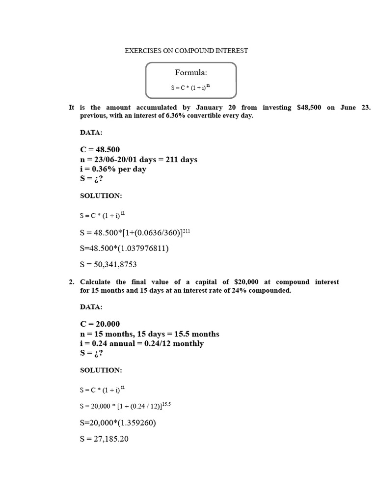 Exercises of Mount at Compound Interest | PDF