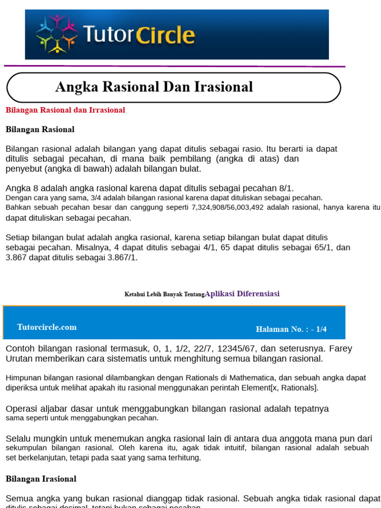 Bilangan Rasional dan Irasional: Penjelasan Lengkap | PDF