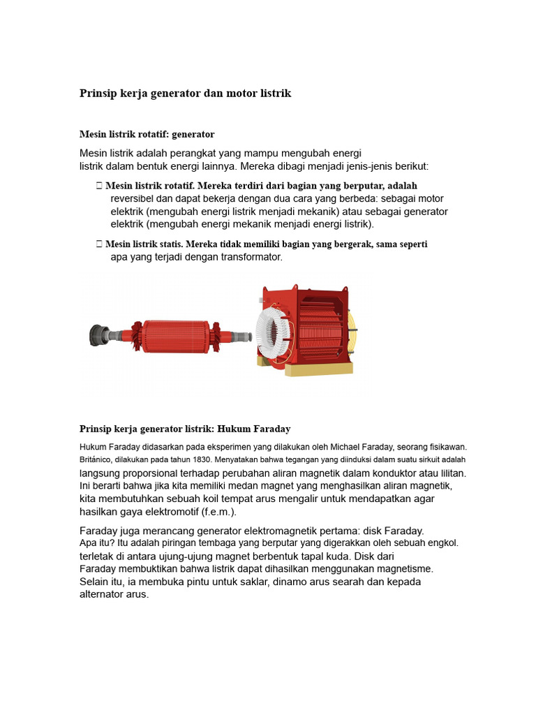 Prinsip Kerja Generator dan Motor Listrik | PDF