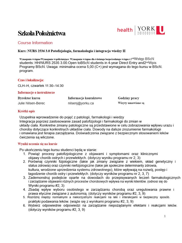 2536 Plan Zajęć S23 | PDF