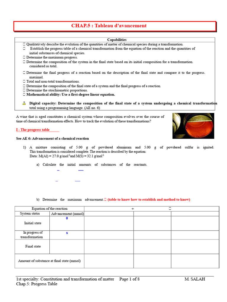 Chapter 5 - Progress of A Chemical Reaction | PDF | Stoichiometry ...
