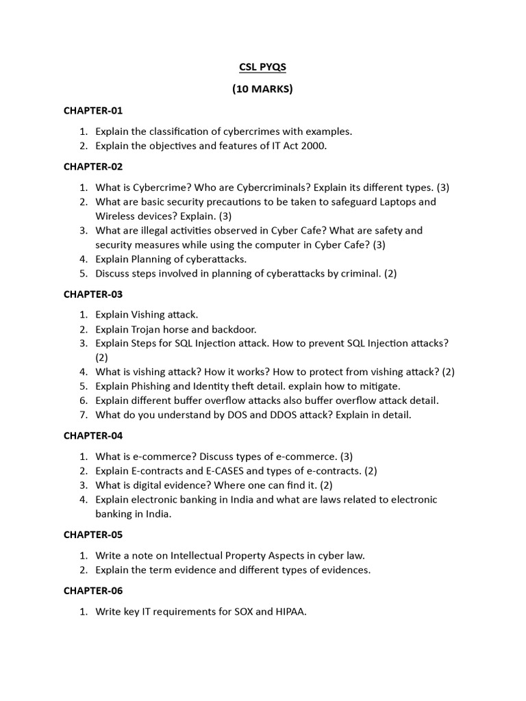 CSL Pyqs | PDF | Security | Computer Security