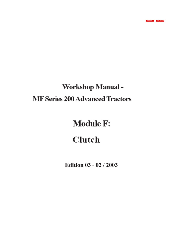 MF Series 200 Clutch Workshop Manual | PDF | Clutch | Manual Transmission