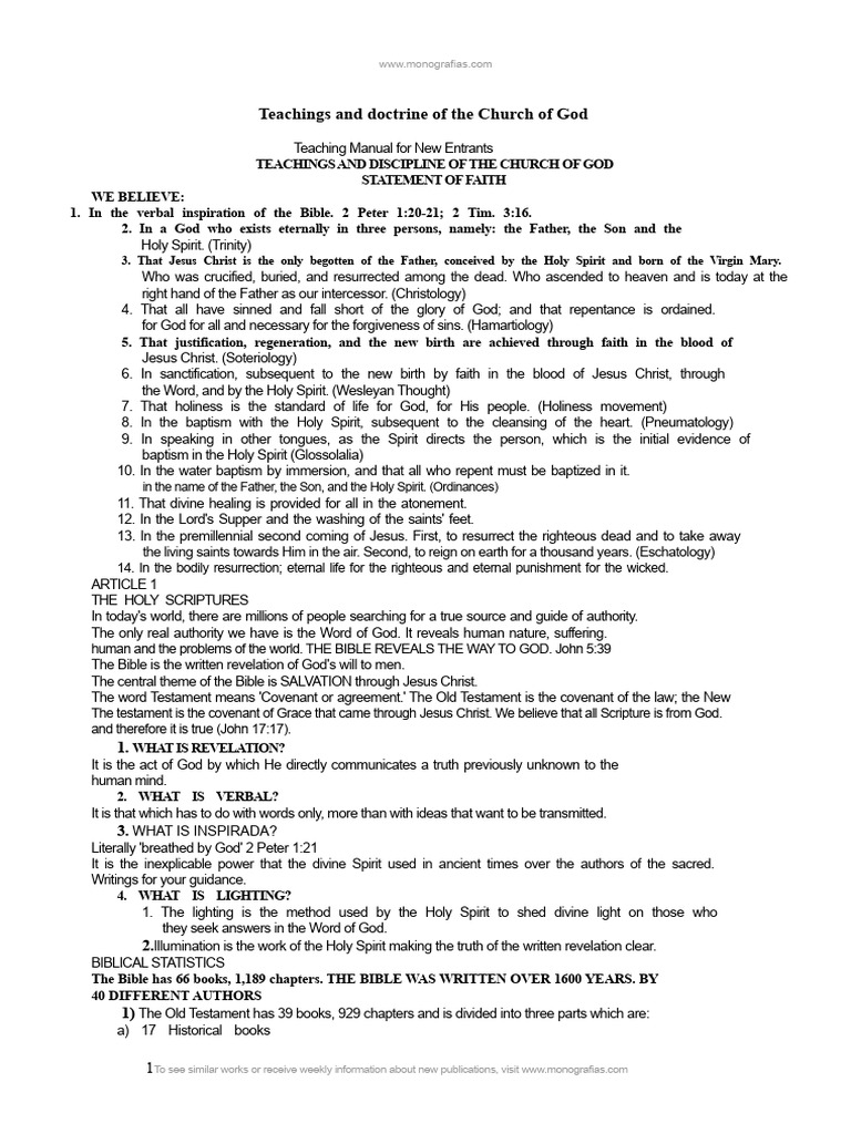 Church of God Teachings Manual | PDF | Revelation | Born Again