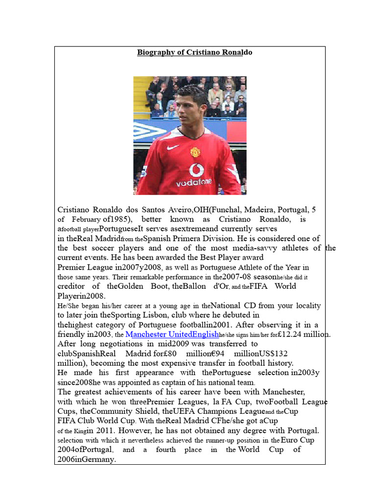Cristiano Ronaldo Biography Overview | PDF