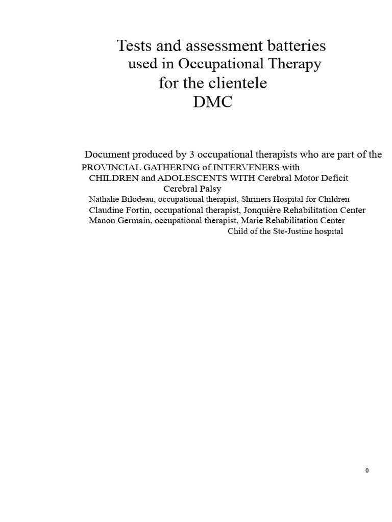 Ergonomic Evaluation Battery Tests | PDF | Occupational Therapy