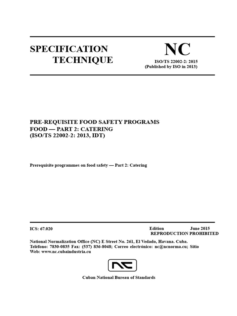 Food Safety Standards for Catering | PDF | International Organization ...