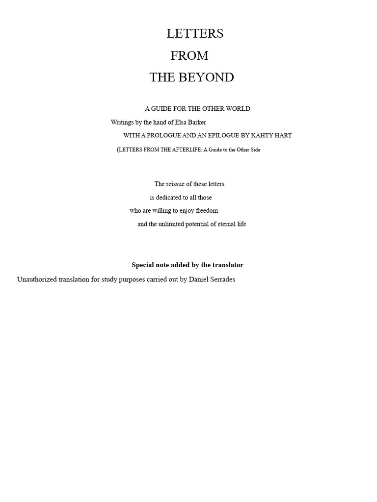 Letters From Beyond | PDF | Thought | Soul