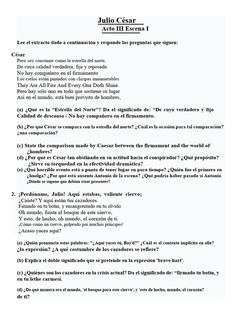 Julio César Acto 3 Escena 1 | PDF
