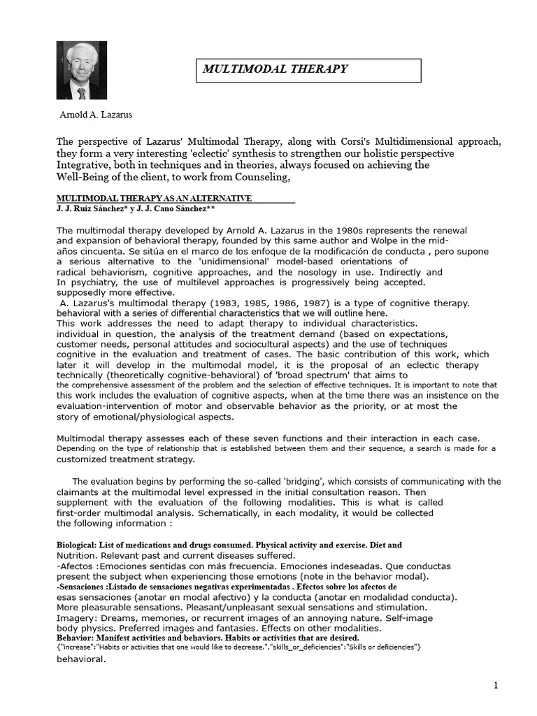 Multimodal Therapy Overview and Benefits | PDF | Psychotherapy | Psychiatry