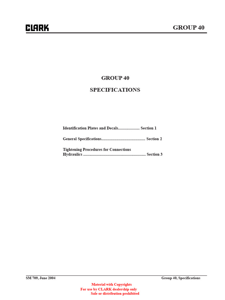 Clark Forklift Group 40 Specifications | PDF | Forklift | Axle