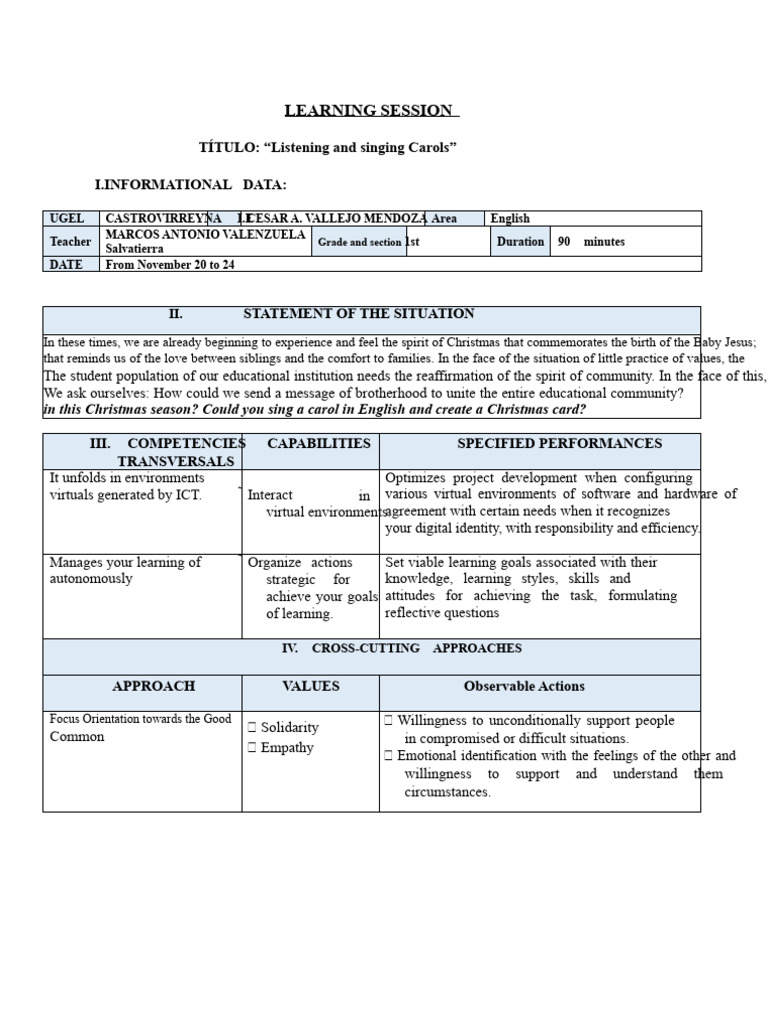 Learning Session 1 2° - UDA 8 | PDF | Learning | Evaluation