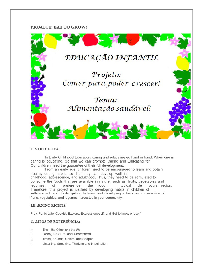 Project Eat To Be Able To Grow | PDF | Storytelling | Vegetables