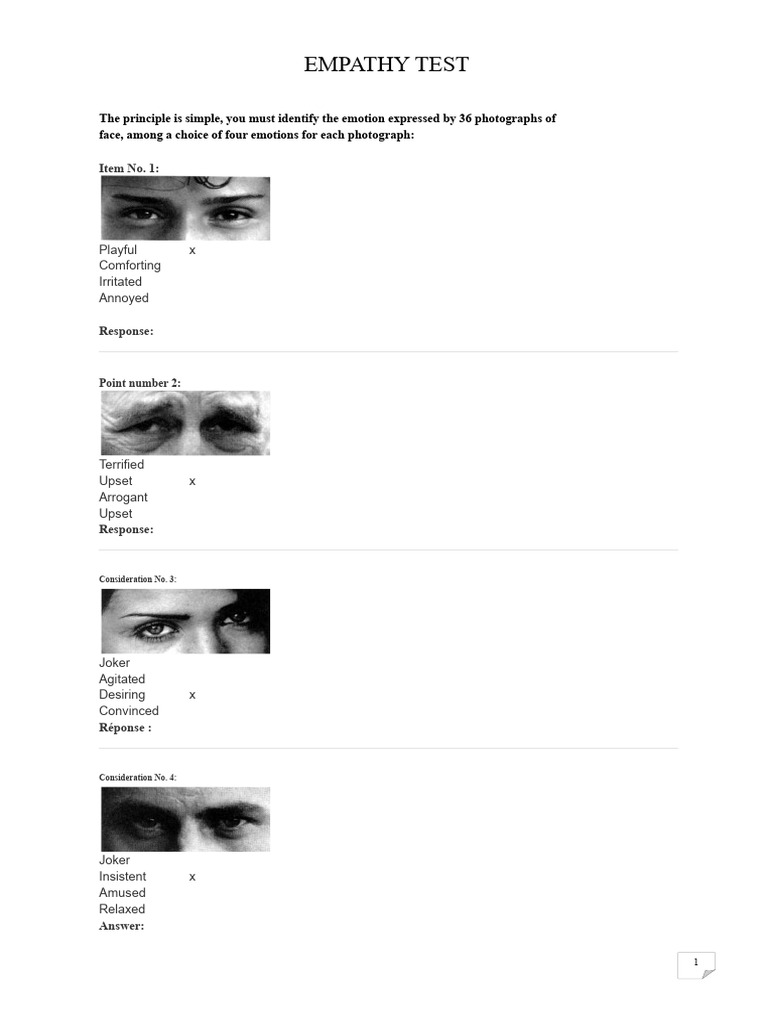 Test Empathy Corrected | PDF | Psychology | Emotions