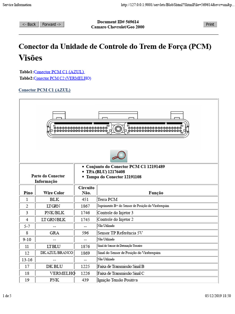 Pinouts Do PCM Do Camaro 5.7 de 2000 | PDF | Conector elétrico | Bens ...