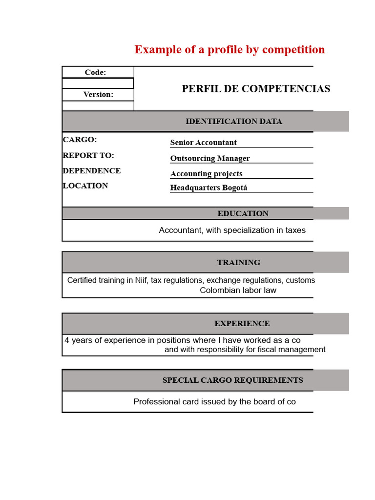 Senior Accountant Competency Profile | PDF | Leadership | Goal