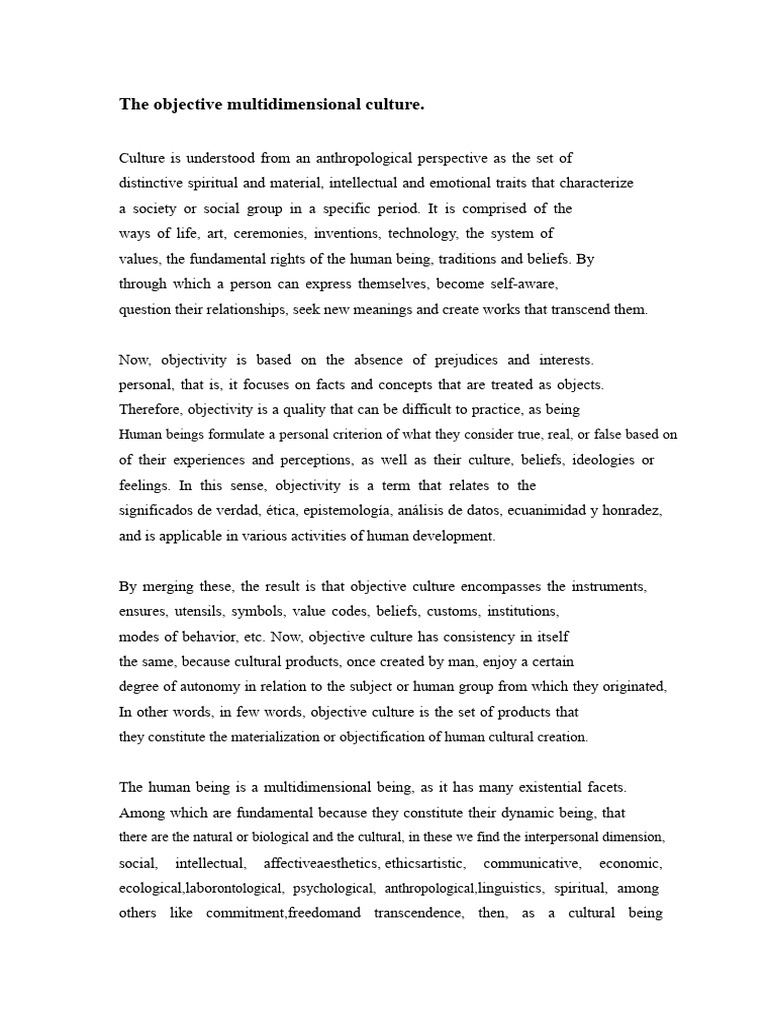 The Multidimensional Objective Culture | PDF | Dimension | Prejudices