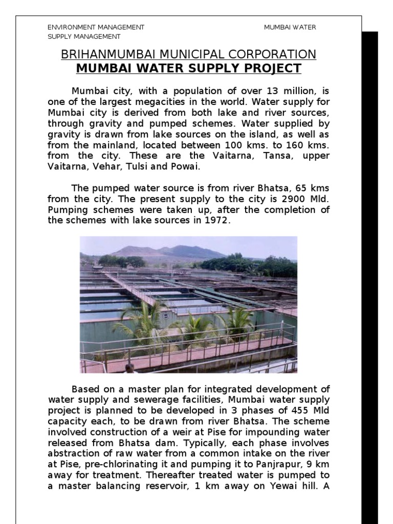 Mumbai Water Supply System Overview | PDF | Mumbai | Drinking Water