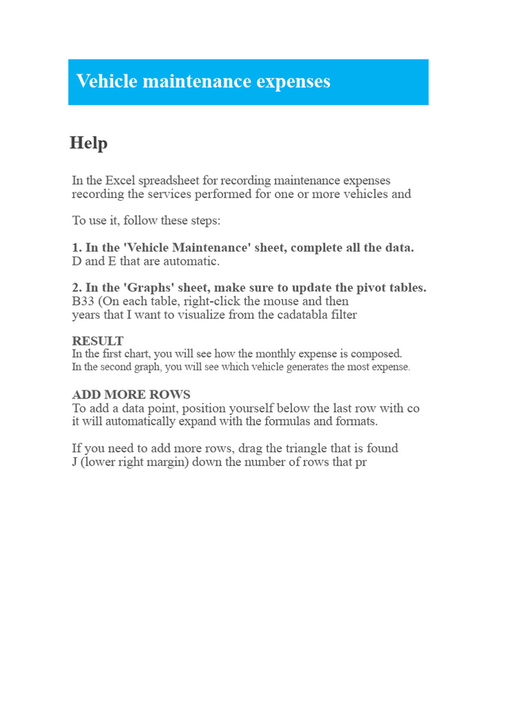 Vehicle Maintenance Expense Tracker | PDF | Microsoft Excel | Spreadsheet