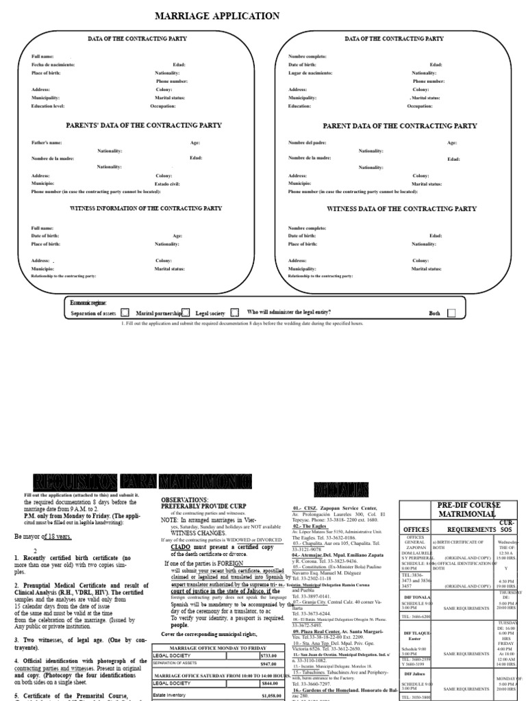 Marriage Application | PDF | Marriage | Living Arrangements