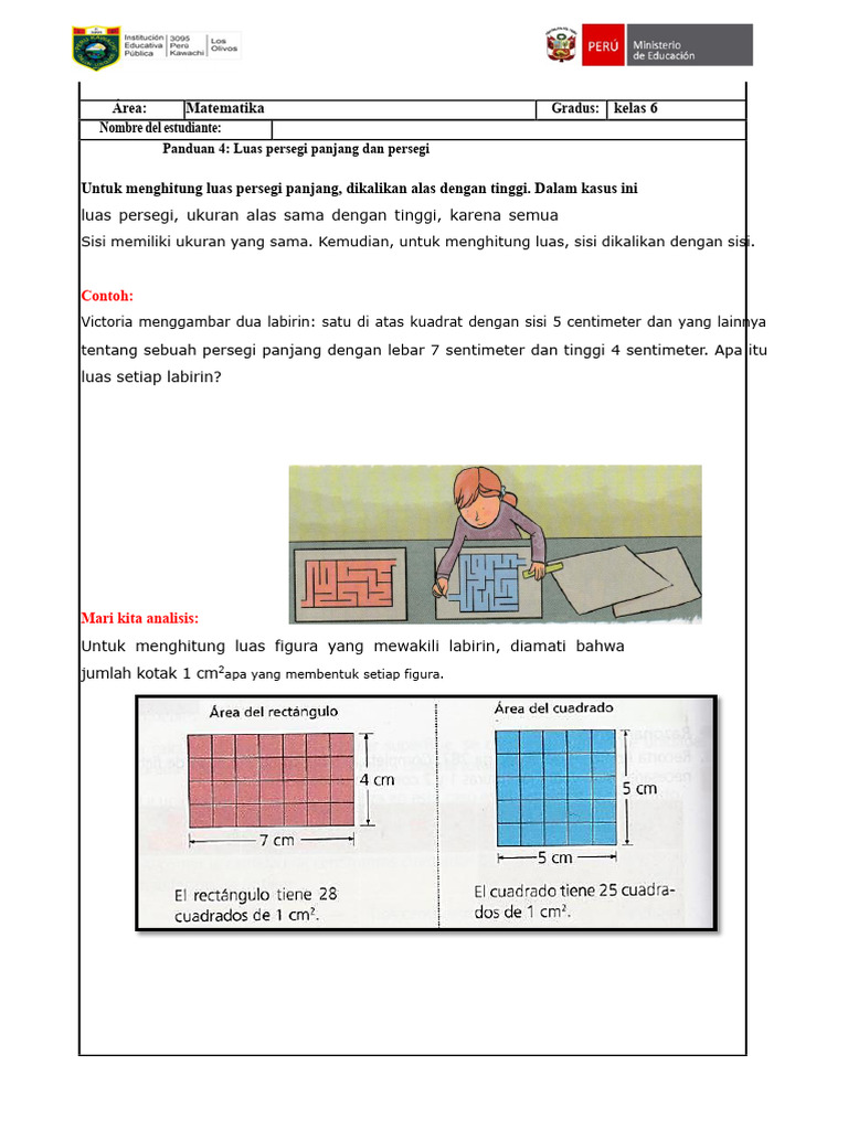 Lembar Area Persegi Panjang Dan Persegi 2 | PDF