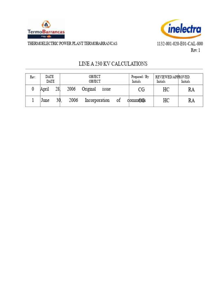 230 kV Line A Calculations for Termobarrancas | PDF | Electric Power ...