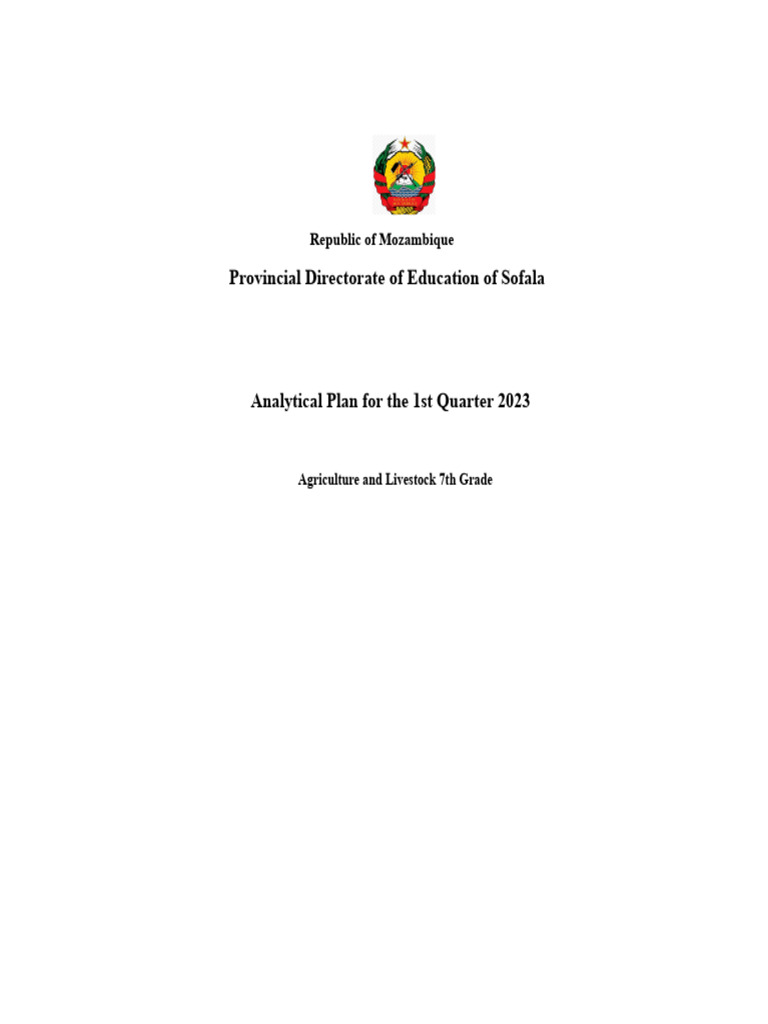 Mozambique 7th Grade Agriculture Plan | PDF | Tillage | Agriculture