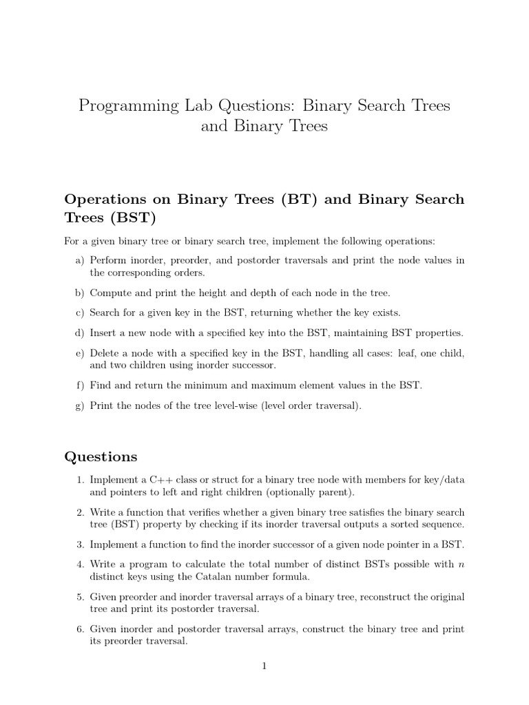 Lab Assignment BST | PDF | Algorithms And Data Structures | Computer ...