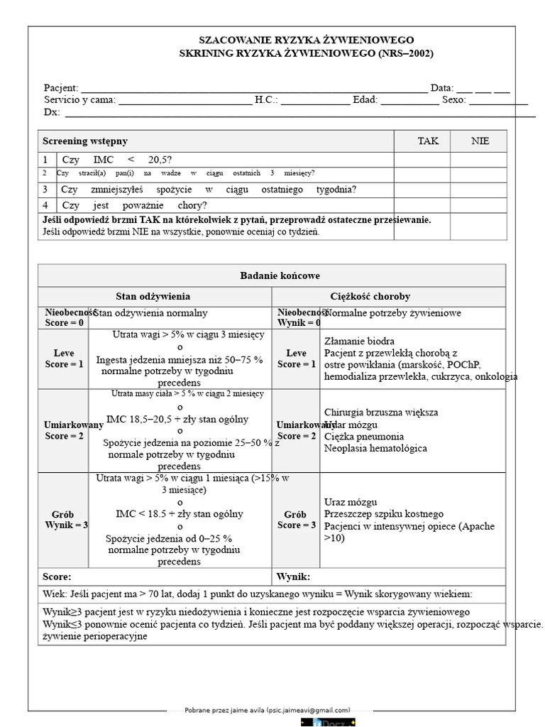 Skrining Nrs 2002 Format | PDF